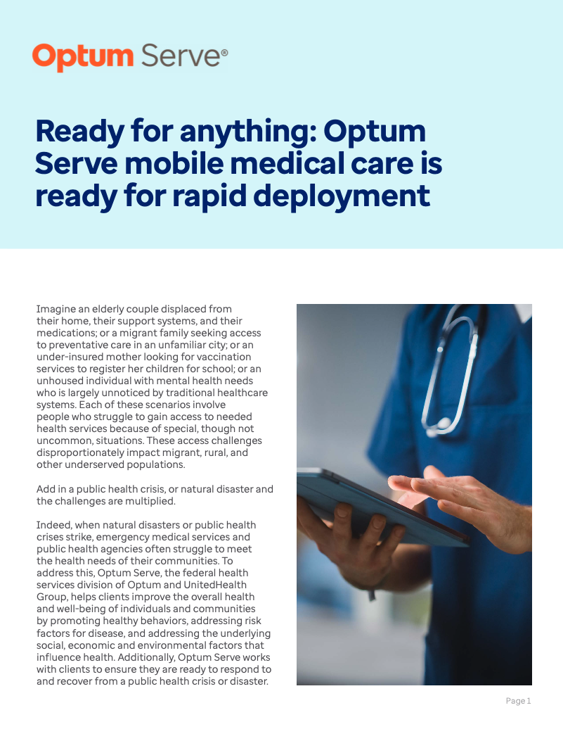 Optum Serve Mobile Medical Care Is Ready For Rapid Deployment